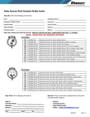 Fillable Online PDF Data Access Port Custom Order Form - Panduit Fax ...