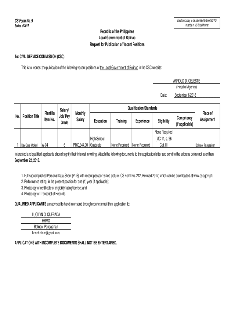Fillable Online ro1.csc.gov.ph phocadownload useruploadCS Form No. 9 ...