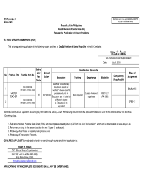 Fillable Online ro4.csc.gov.ph publagunajul6depedstarosaCS Form No. 9 ...