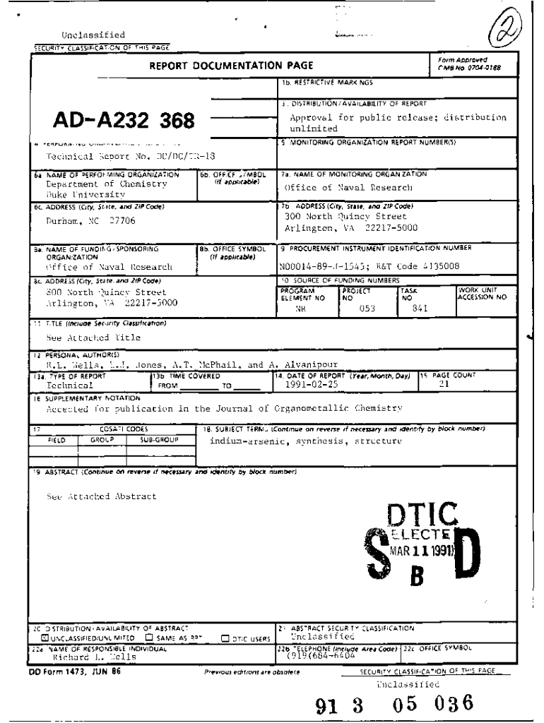 Fillable Online A D-A 232 368 - Defense Technical Information Center ...