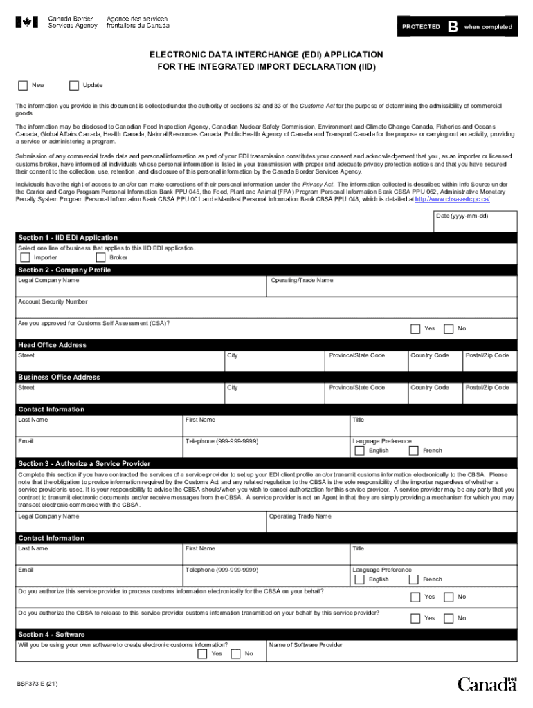 Fillable Online asfc-cbsa gc Get the free Electronic Data Interchange ...
