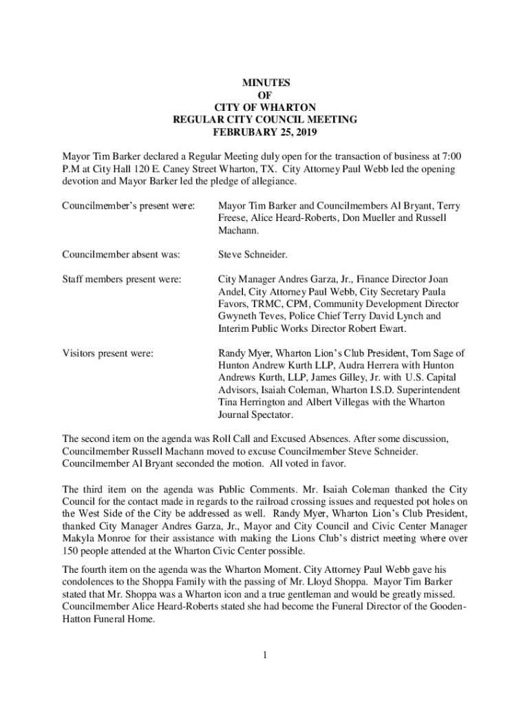 Fillable Online City Attorney Paul Webb led the opening Fax Email Print ...