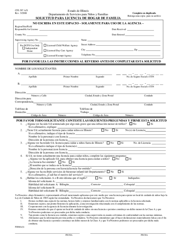 Fillable Online www2 illinois CFS 597 A Fax Email Print - pdfFiller