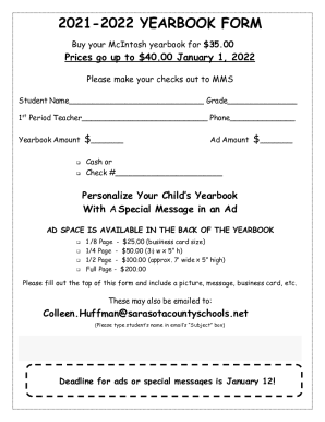 Fillable Online 2007 YEARBOOK FORM Fax Email Print - pdfFiller