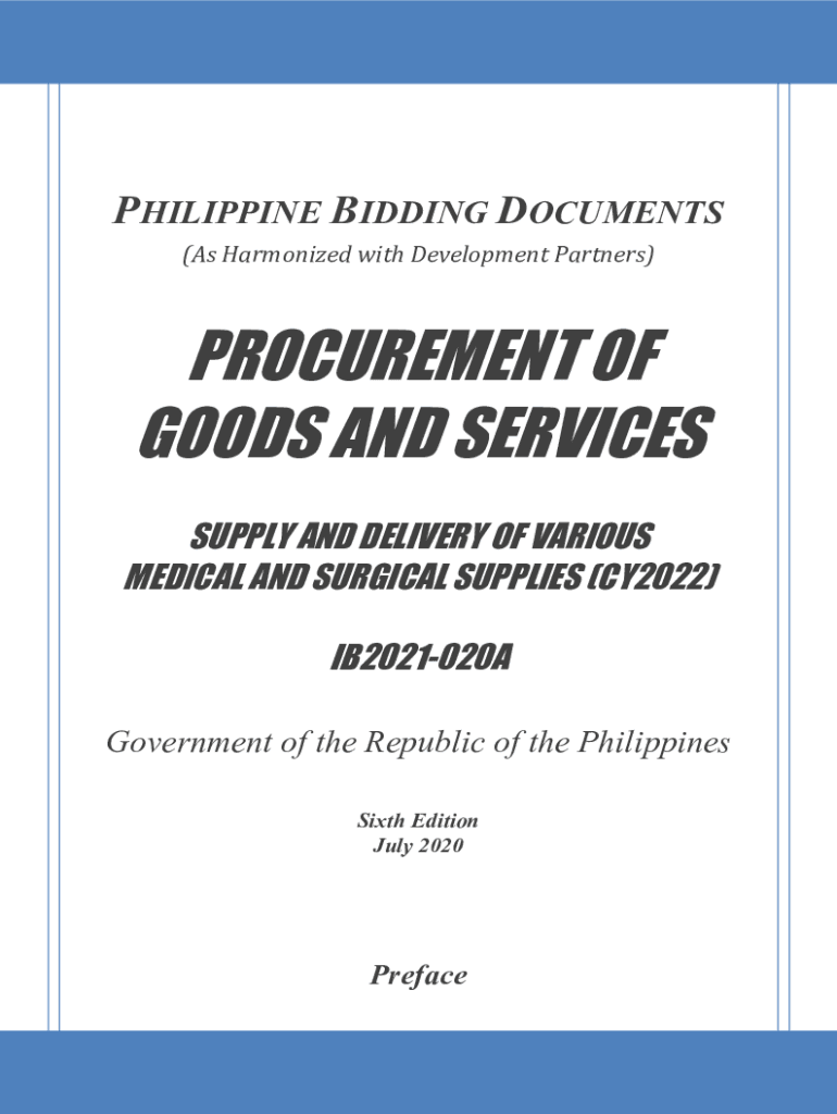 Fillable Online 1.IB2020-020A SUPPLY AND DELIVERY OF MEDICAL AND SURGICAL SUPPLIESBIDDING DOCS ...