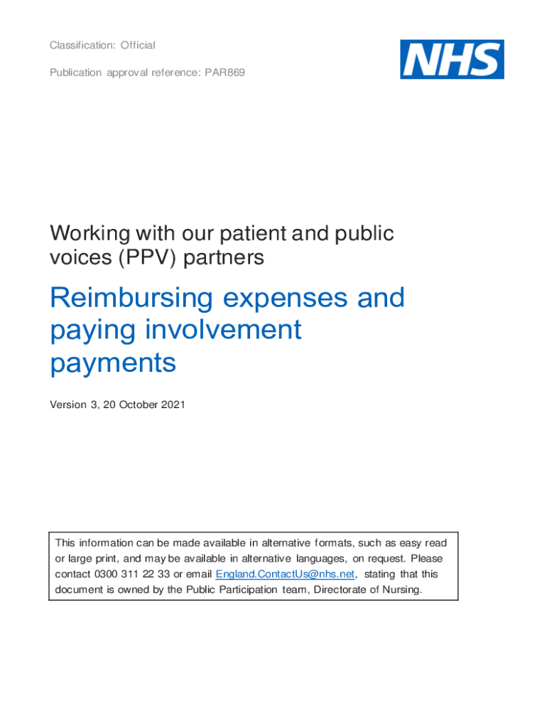 Fillable Online Reimbursing expenses and paying involvement payments ...