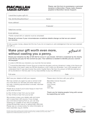 Fillable Online macmillan org Personal donation form PDF - Macmillan ...