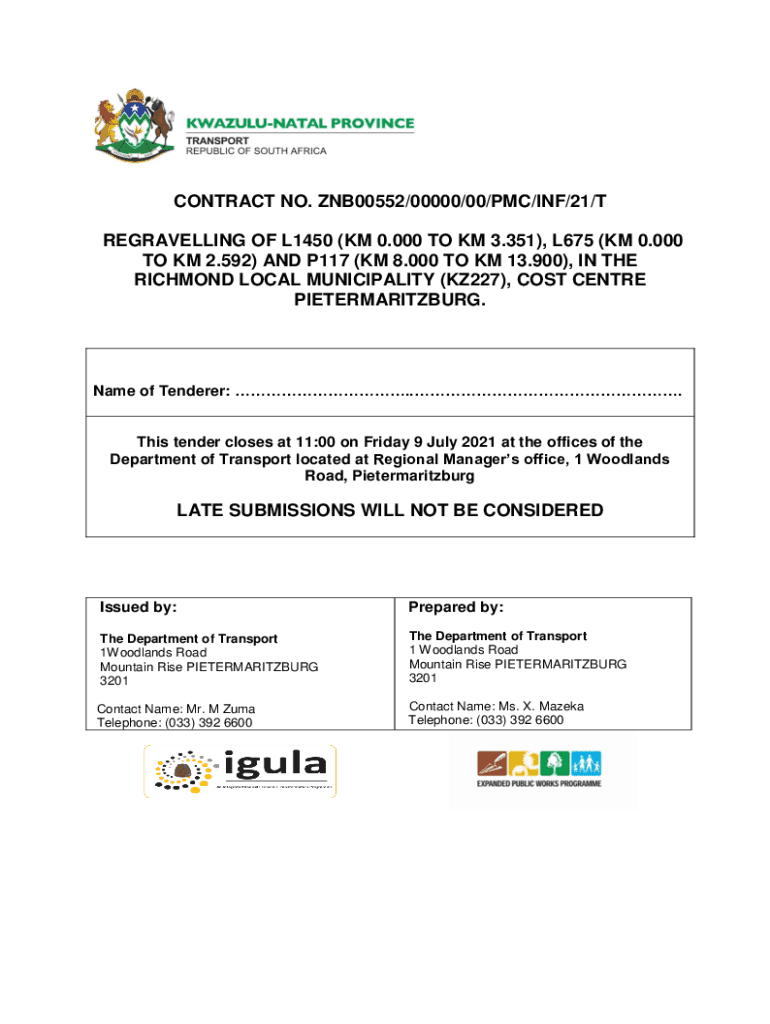 Fillable Online PDF Contract CIDB Document - KwaZulu-Natal Department ...