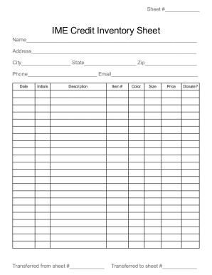 Fillable Online ime-usa.comIME-Credit-Inventory-SheetIME Credit ...