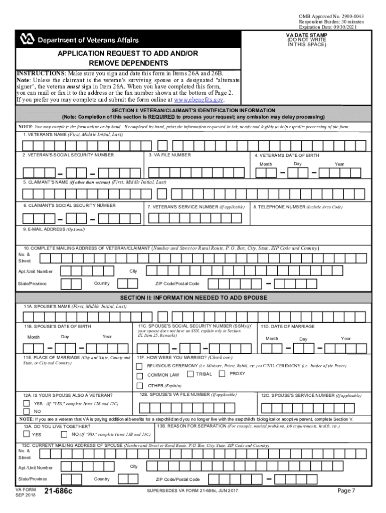 Fillable Online How to Add or Remove Dependents to VA Benefits: Form 21 ...