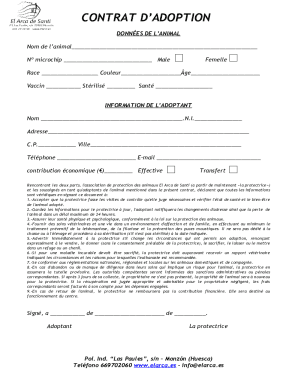 Fillable Online CONTRAT D'ADOPTION Fax Email Print - pdfFiller