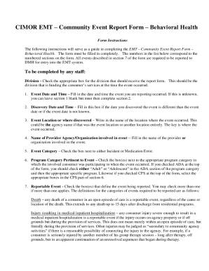 Fillable Online dmh mo CIMOR EMTCommunity Event Report Form ...