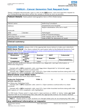 Online SWGLH Cancer Genomics Test Request ... Doc Template | pdfFiller