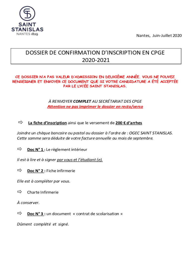 Fillable Online Fillable Online dossier de confirmation d'inscription ...