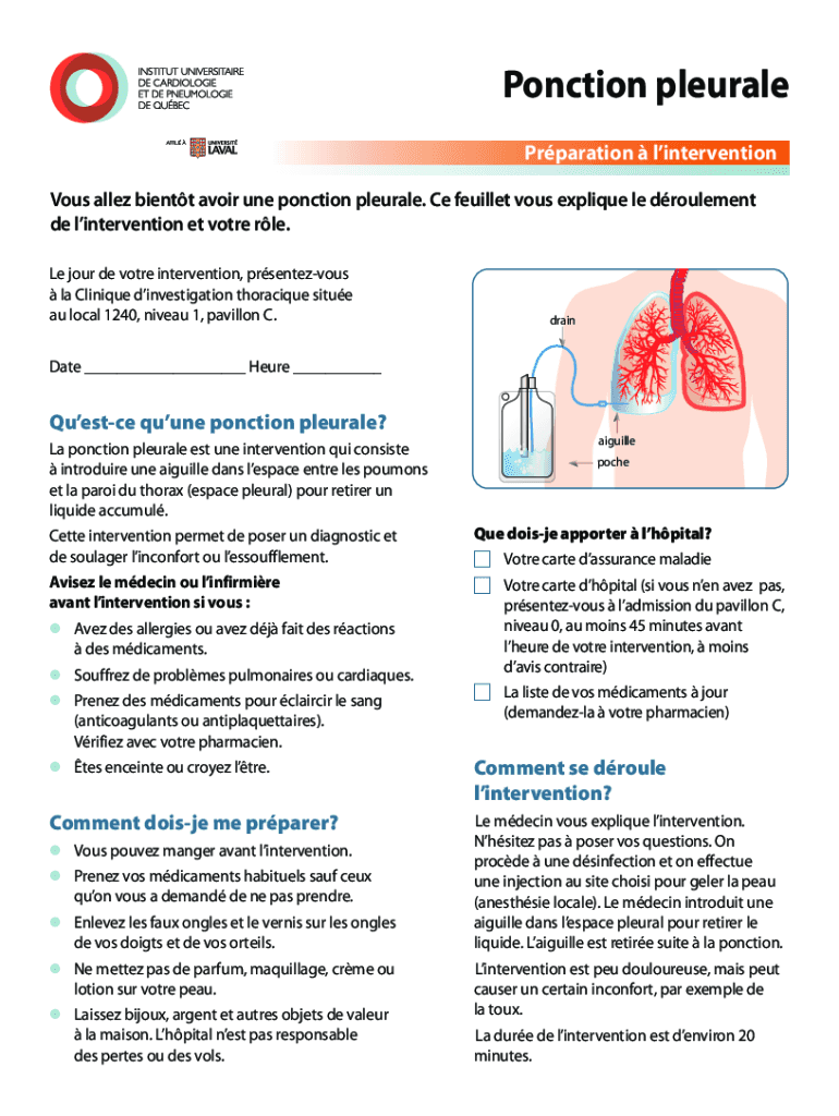 Fillable Online iucpq qc La ponction pleurale en cas d'panchement dans ...
