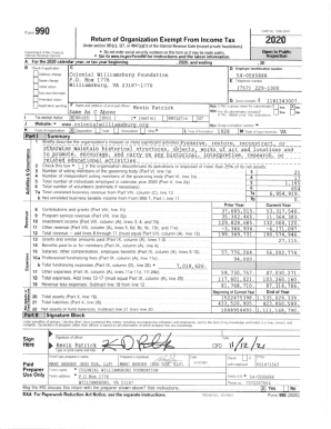 Fillable Online DRAFT-CWF 2020 Form 990 (11.10.2021) - Colonial ...