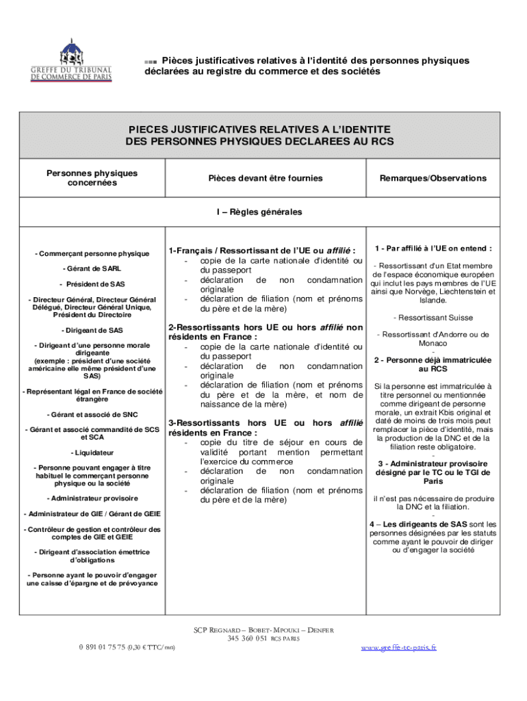 Remplissable En Ligne liste des pieces justificatives de l'identite et ...
