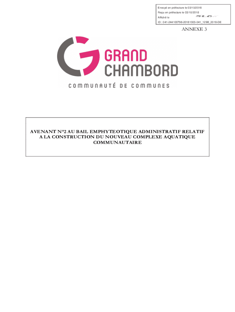 Fillable Online annexe 3 avenant n2 au bail emphyteotique administratif ...