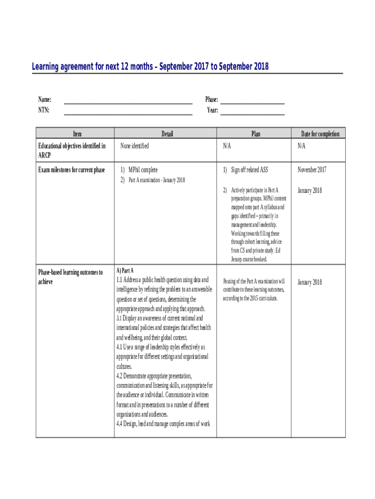 Learning Agreement - heeoe.hee.nhs.uk - heeoe hee nhs Doc Template ...