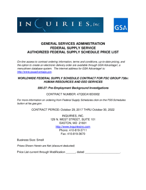 Fillable Online GSA MAINTENANCE PRICE SHEET Fax Email Print - pdfFiller