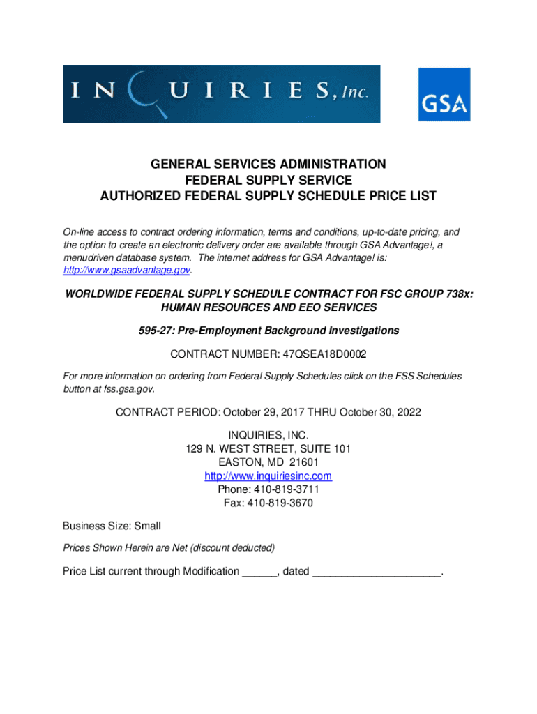 Fillable Online GSA MAINTENANCE PRICE SHEET Fax Email Print - pdfFiller