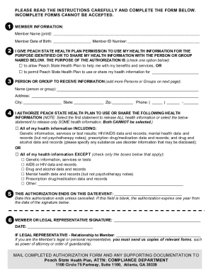 Fillable Online Authorization to Use and Disclose - Peach State Health ...