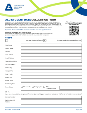 Fillable Online alg edu ALG Student Data Collection Form Fax Email ...