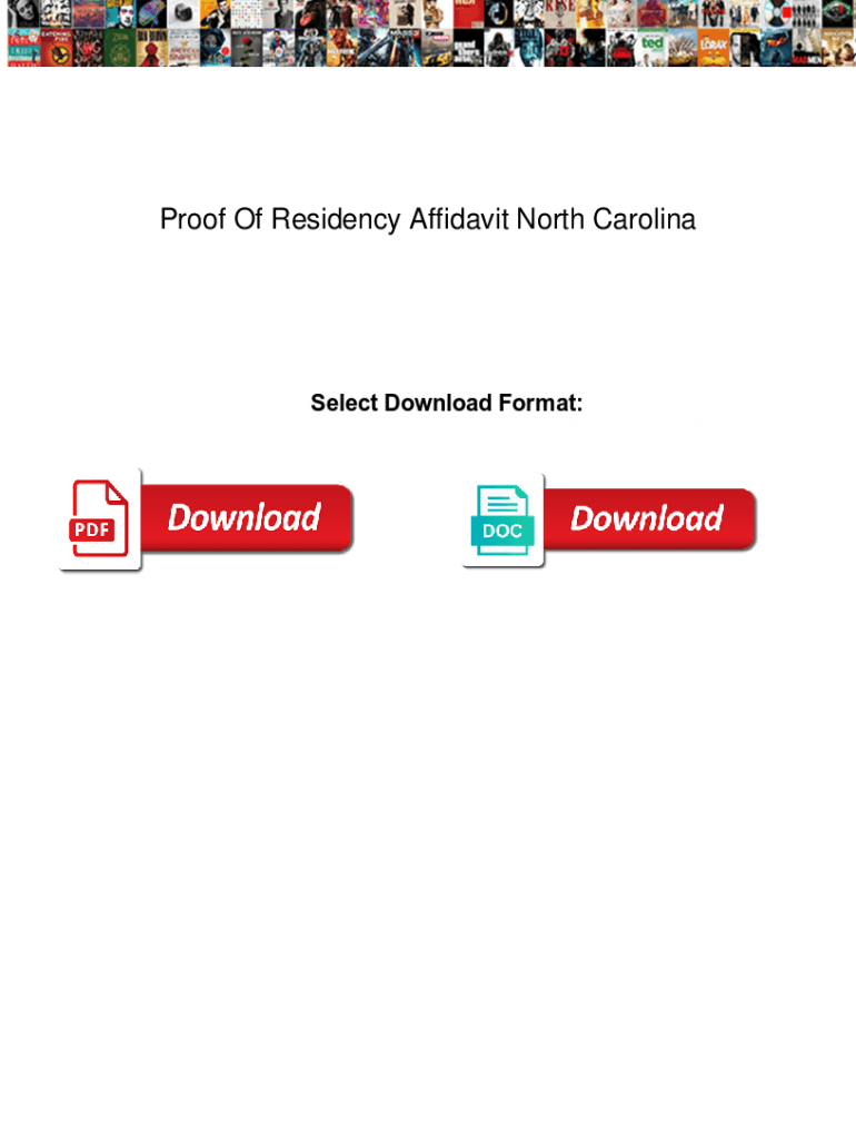 Fillable Online Proof Of Residency Affidavit North Carolina. Proof Of ...