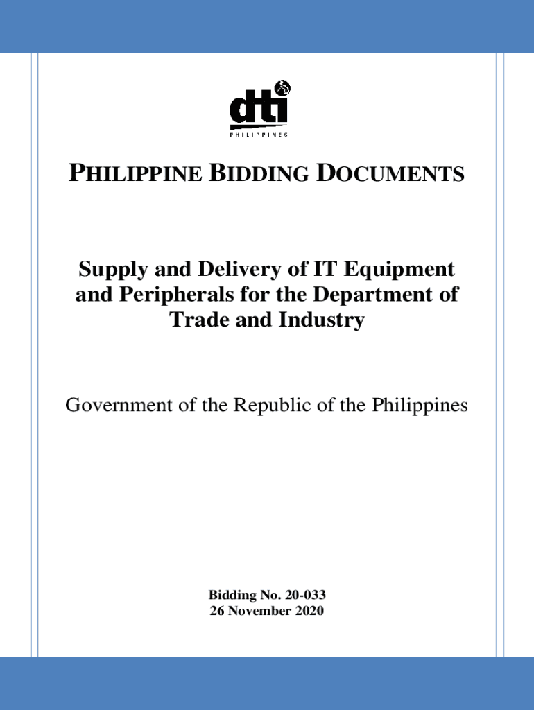Fillable Online Philippine Bidding DocumentsSupply and Delivery of ...