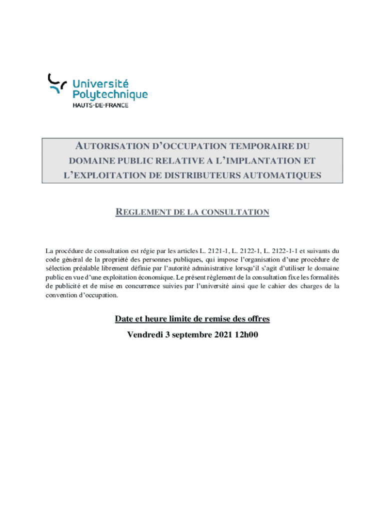 Fillable Online Autorisation d'occupation temporaire du domaine public en vue de l ... Fax Email ...