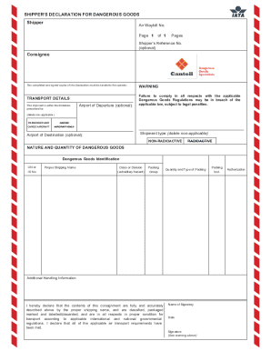 Fillable Online PDF Dangerous Goods Shipper's Declaration fillable form ...