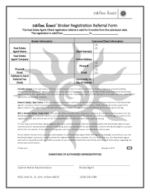 Fillable Online sublime homes sublime homes Broker Registration ...