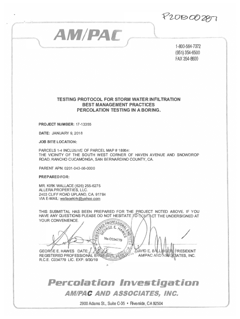 Fillable Online Testing Requirements for Infiltration, Bioretention and ...