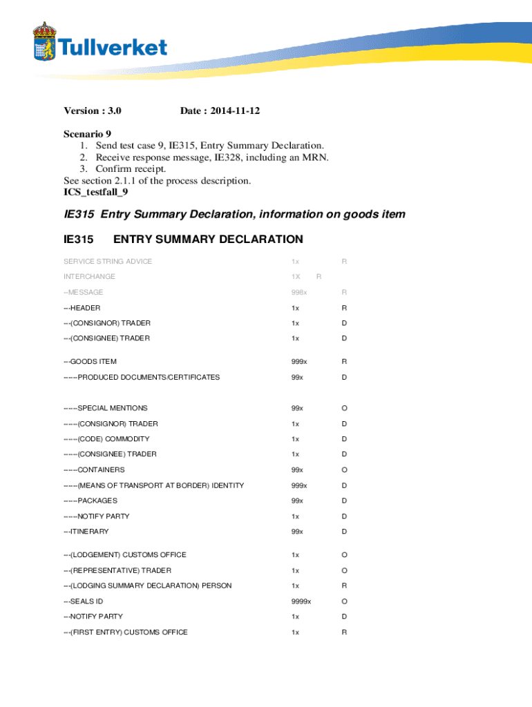 Fillable Online IE315 Entry Summary Declaration, information on goods ...