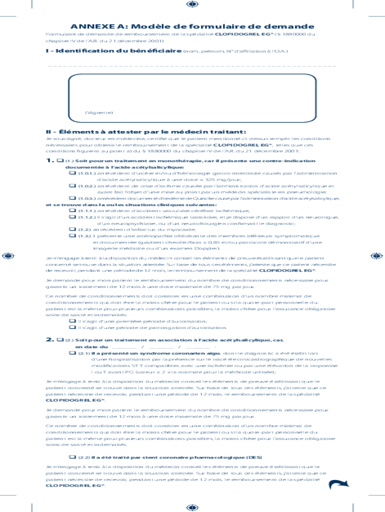 Fillable Online ANNEXE A: Modle du formulaire de demande - Sant Et ... Fax Email Print - pdfFiller