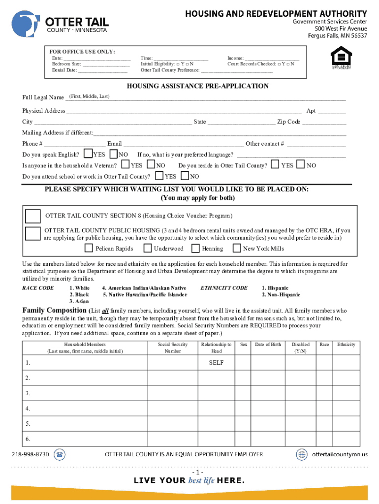 Fillable Online PUBLIC HOUSING PRE-APPLICATION PACKET - City of Des ...