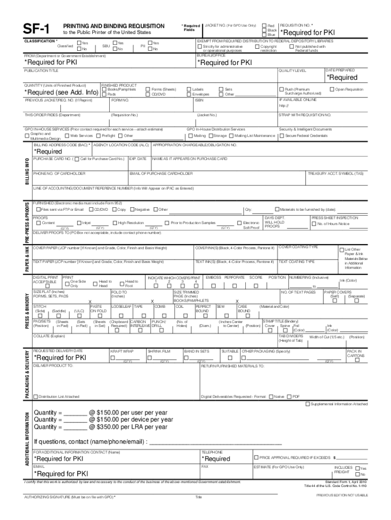 Fillable Online PDF SF-1 Printing and Binding Requisition Instructions ...