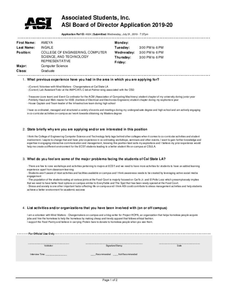 Fillable Online Join the Board - Associated Students, Inc. - Sacramento ...