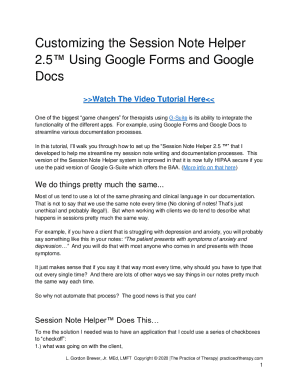 Fillable Online Customizing the Session Note Helper 2.5 Using Google ...