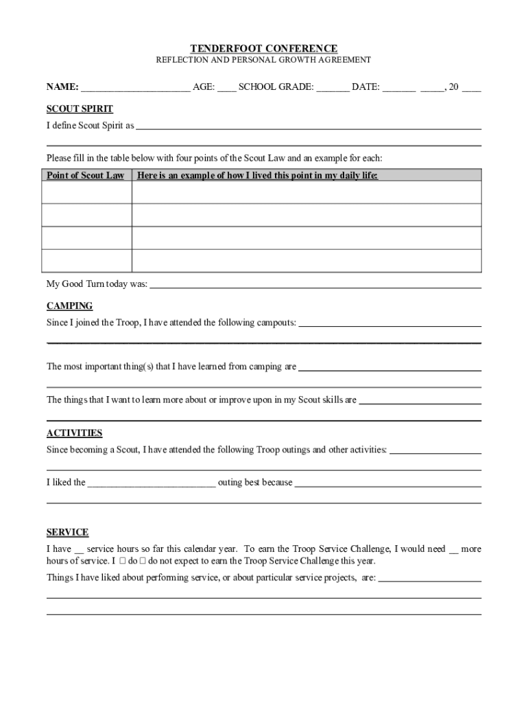 Fillable Online PDF scoutmaster conference worksheet - Troop 29 Fax ...