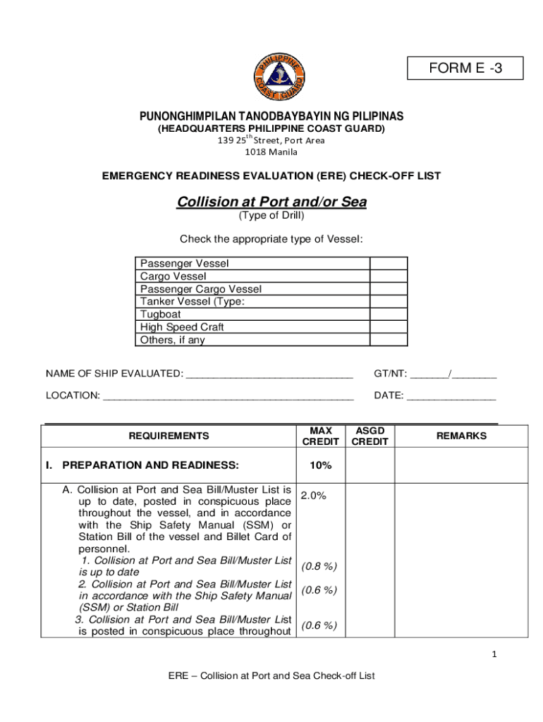 Fillable Online FORM E-2 - Philippine Coast Guard Official Website Fax ...