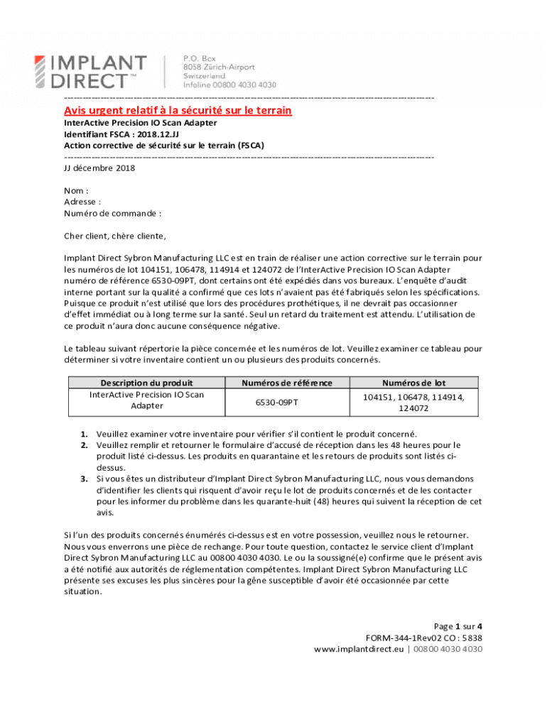 Fillable Online IMPLANT DENTAIRE- Interactive Precision IO Scan Adapter ...