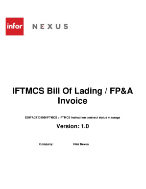 Fillable Online IFTMCS Bill Of Lading / FP&A Invoice - Infor Nexus Fax ...