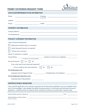 Fillable Online PERMIT EXTENSION REQUEST FORM Fax Email Print - pdfFiller