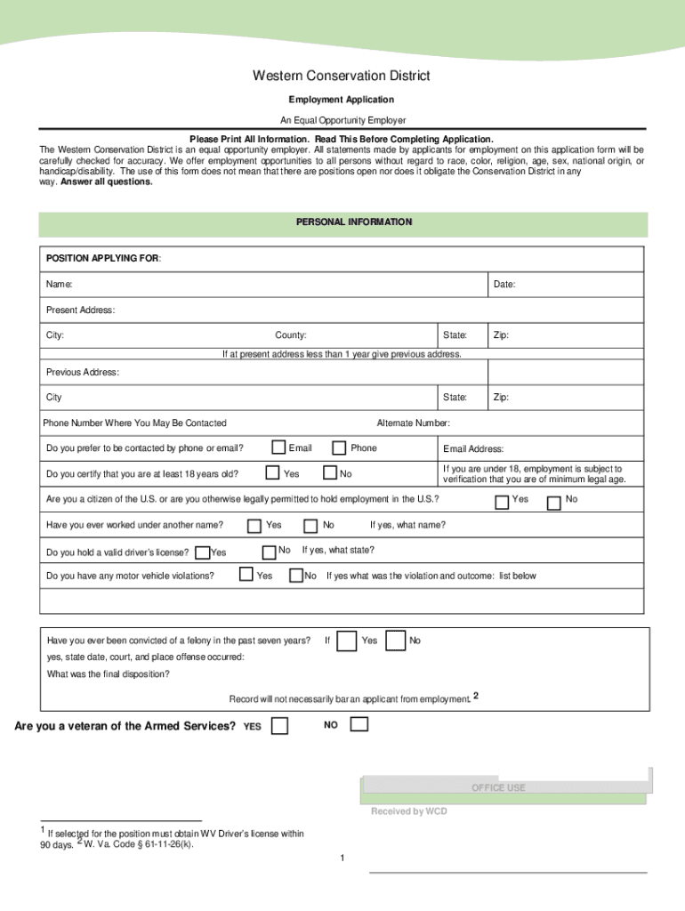 Fillable Online Employment Application - Welcome to Stark County, Ohio Fax Email Print - pdfFiller