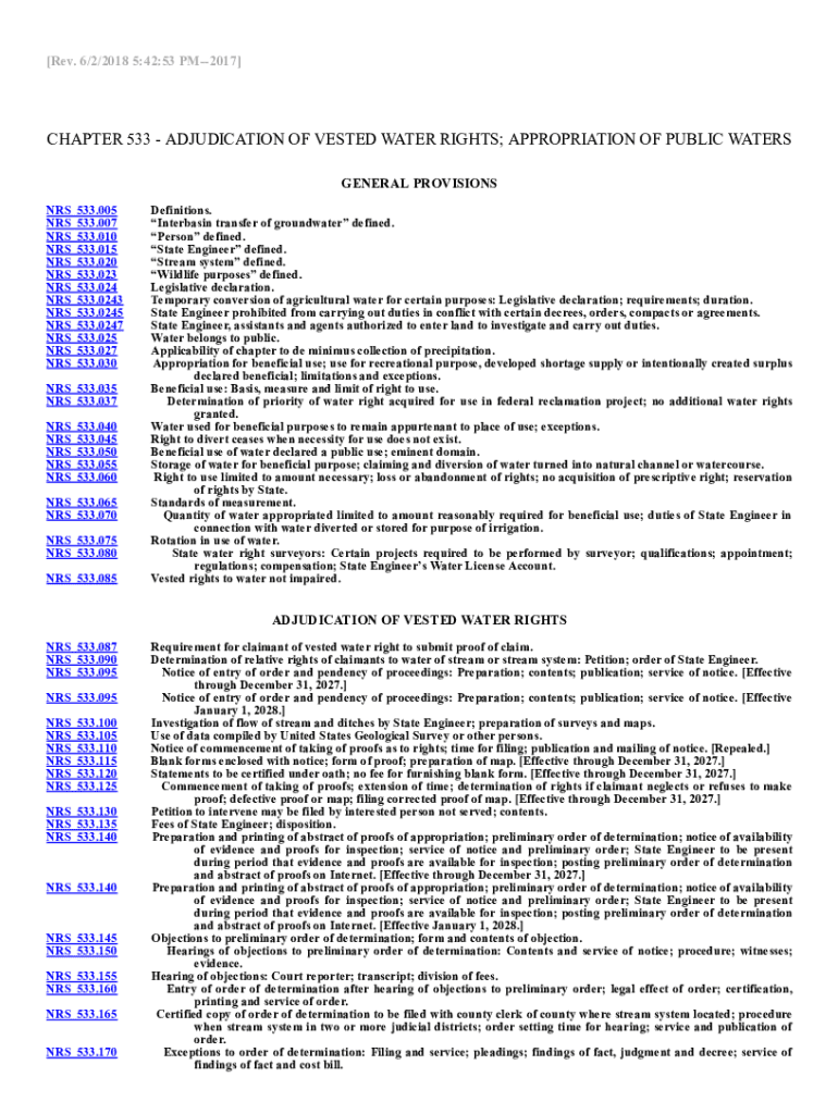 Fillable Online faolex fao chapter 533 adjudication of vested water rights; appropriation ...