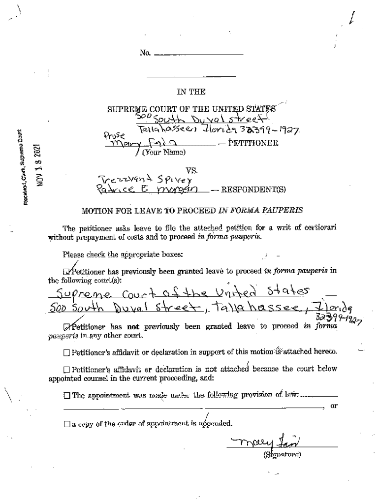 Fillable Online Affidavit and Application to Proceed Without Payment of ...