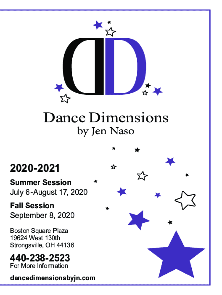 Fillable Online Dance Dimensions Dance Dimensions by Jen Naso 2020-2021 ...