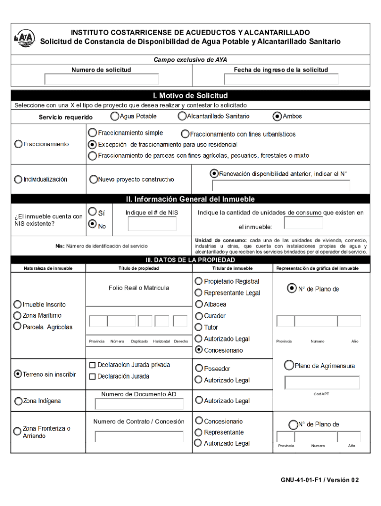 Fillable Online PDF Solicitud de Constancia de Disponibilidad de Agua ...