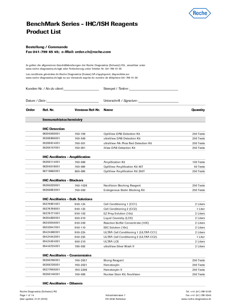 Fillable Online diagnostics.roche.com content damBenchMark Series - IHC ...